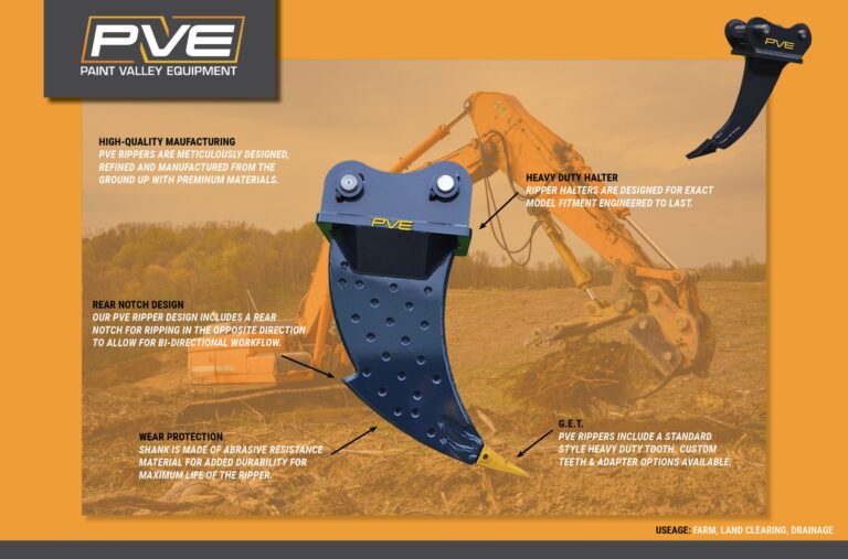 PVE Ripper & Root Rake Attachments - Paint Valley Equipment